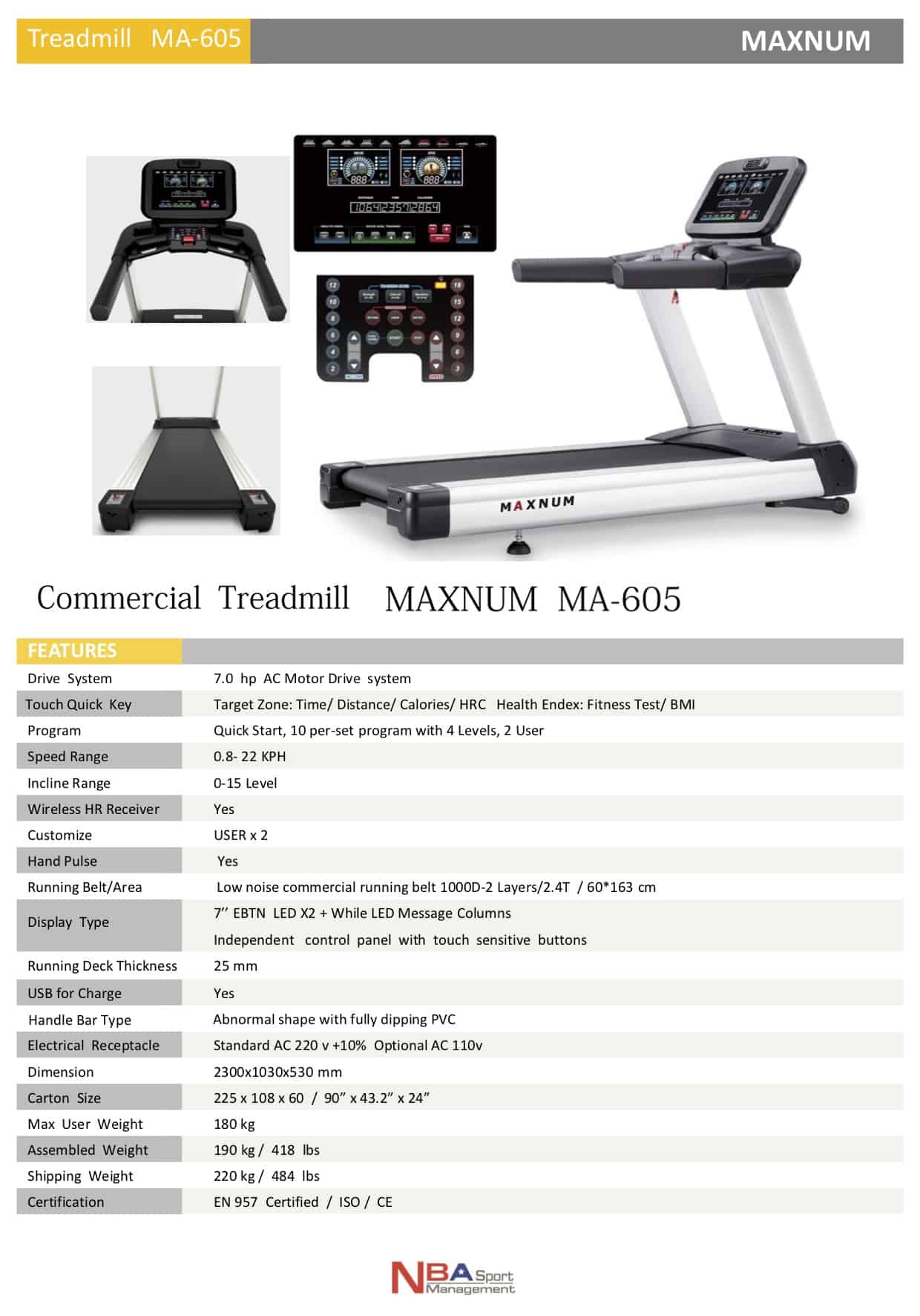 Treadmill 605 - อุปกรณ์ฟิตเนส_Maxnum
